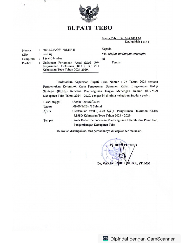 Undangan Kick Off KLHS RPJMD | PDF