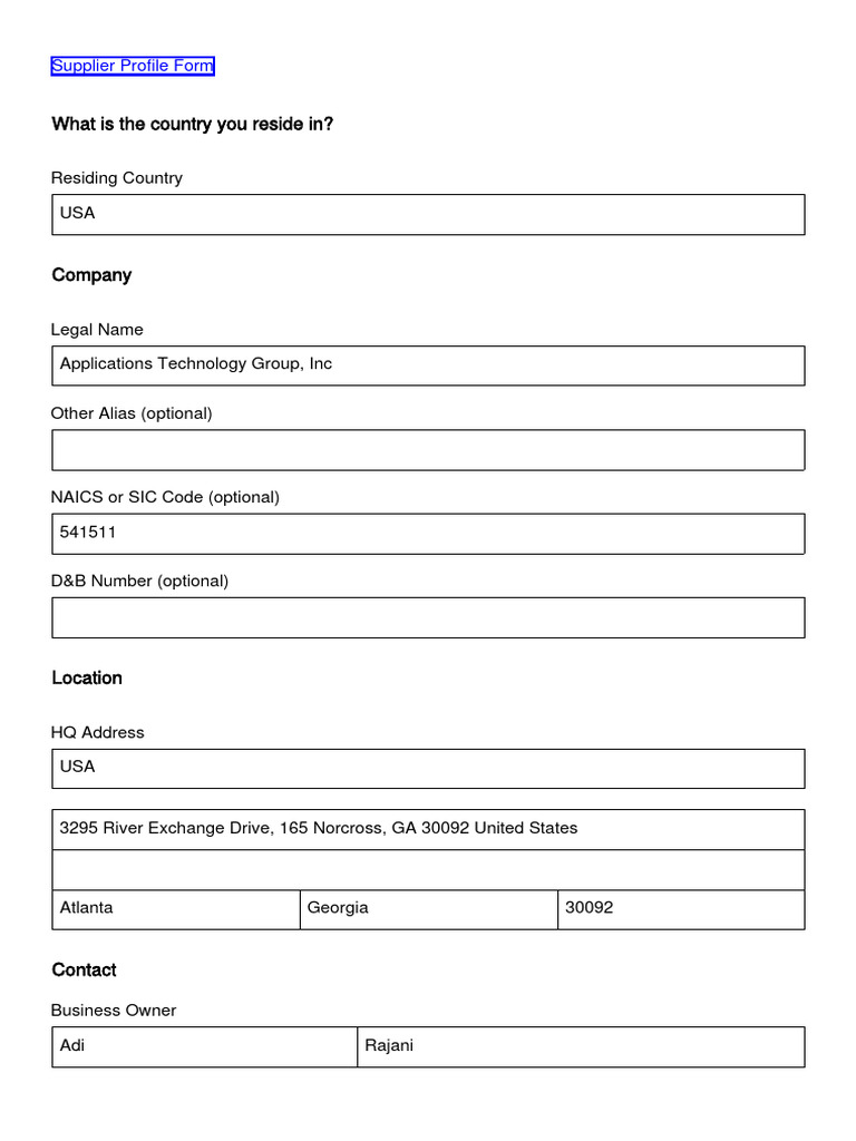 Supplier Profile Form | PDF | Oracle Corporation | Cloud Computing