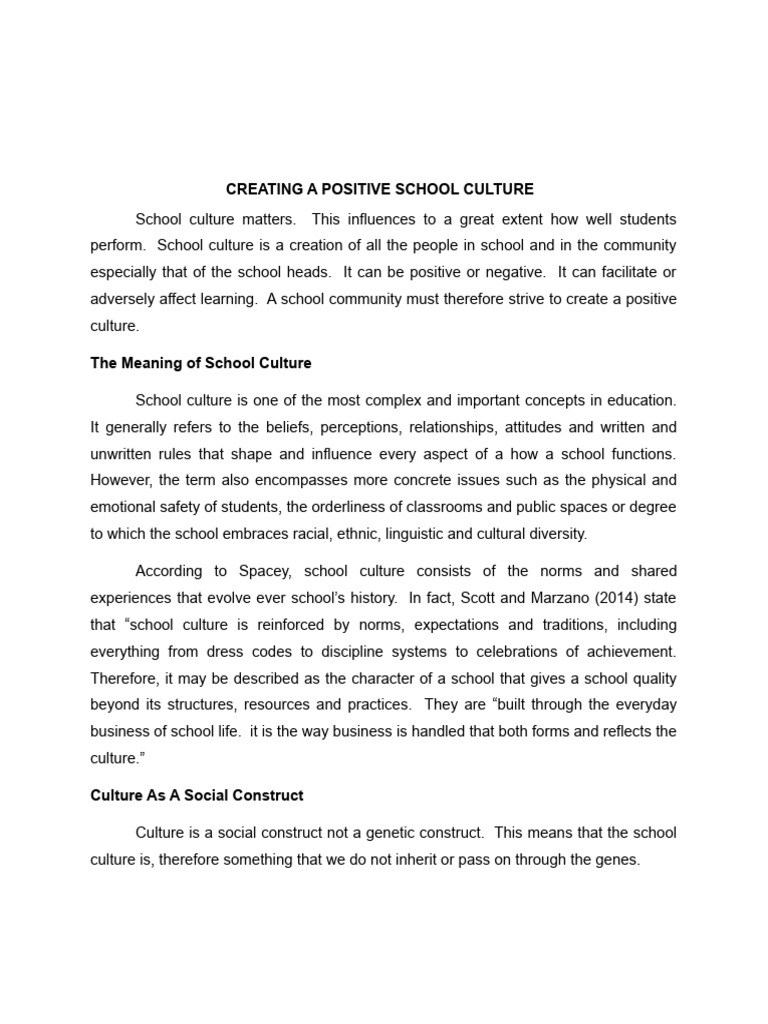 Building a Positive School Culture | PDF | Teachers | Community