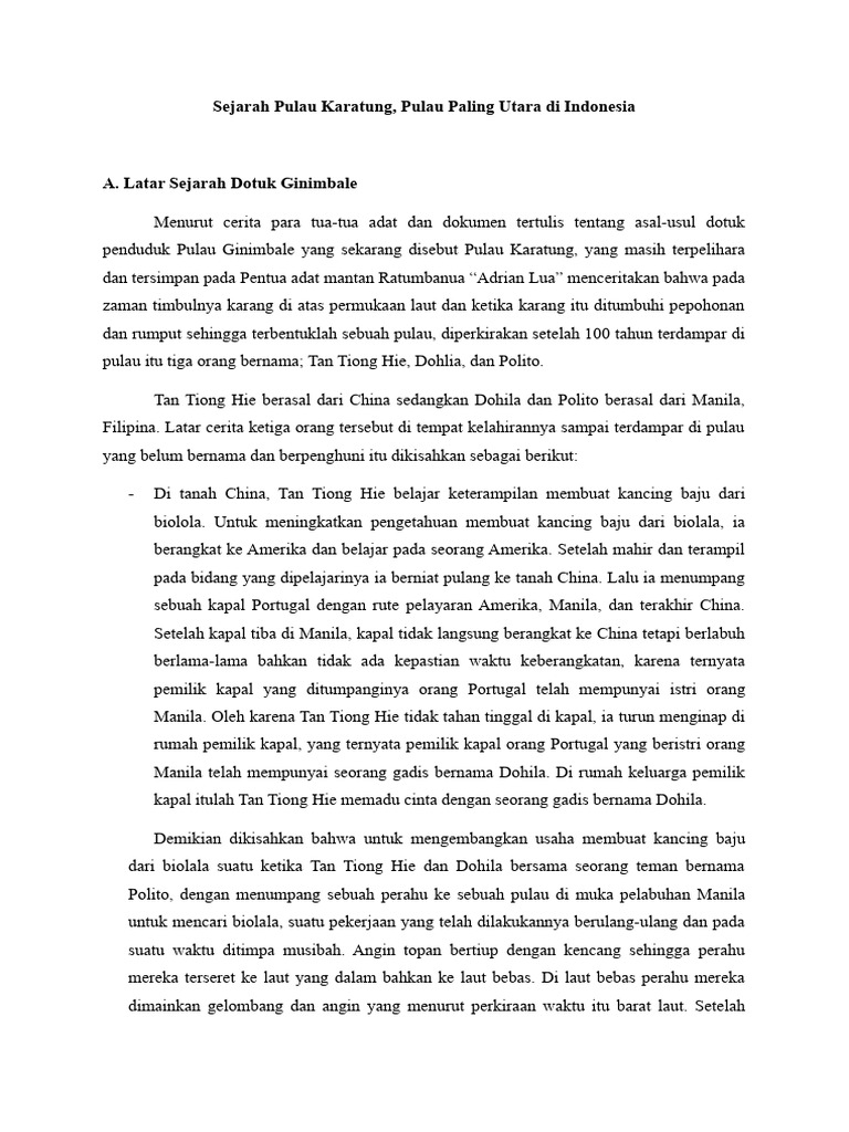 Sejarah Pulau Karatung dan Ginimbale | PDF