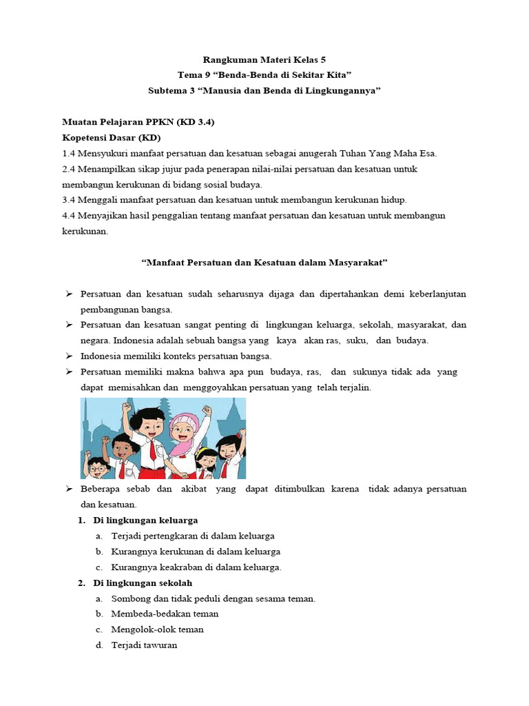 5A Rangkuman Materi Tema 9 Subtema 3 Kelas V | PDF