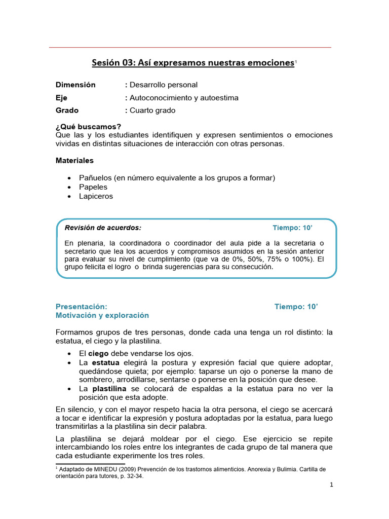 4° SESION 03 - Así Expresamos Nuestras Emociones | PDF | Las emociones ...