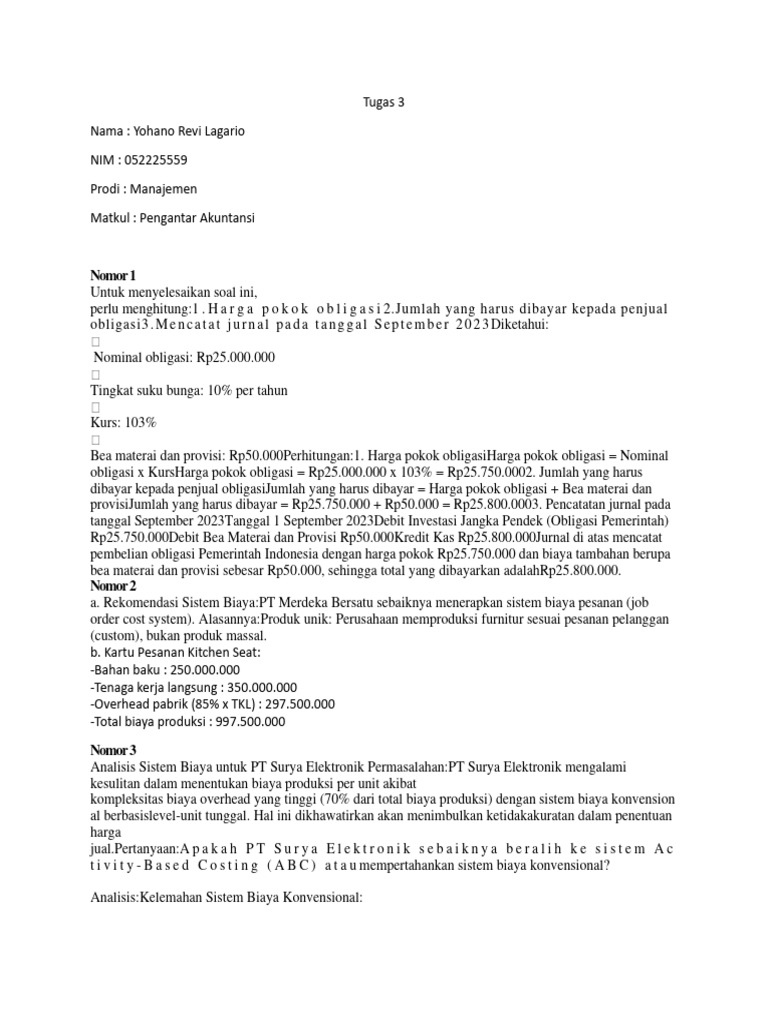 Tugas 3 Pengantar Akuntansi | PDF