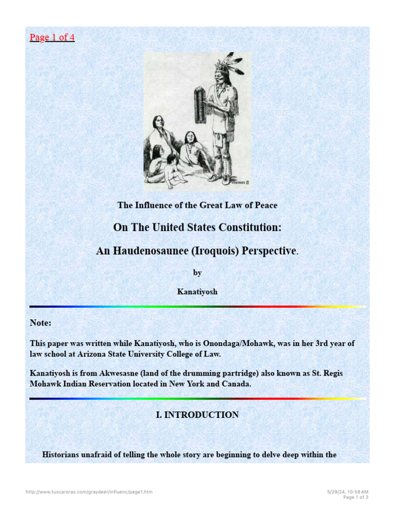 PAGE1 Haudenosaunee Influence On Founding Fathers | PDF | Iroquois