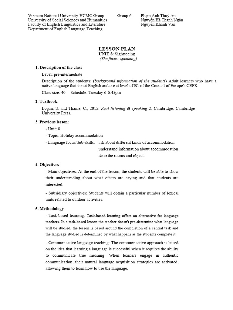 Speaking Lesson Plan | PDF | Language Education | Lesson Plan