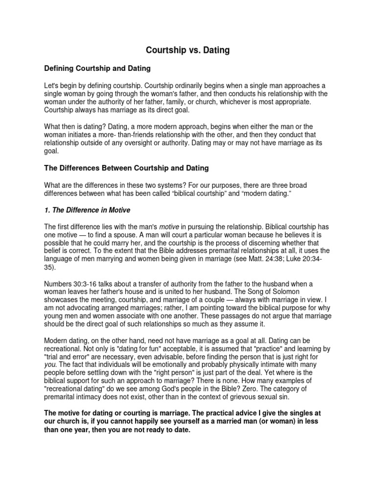 Courtship vs. Dating Explained | PDF | Intimate Relationships | Courtship