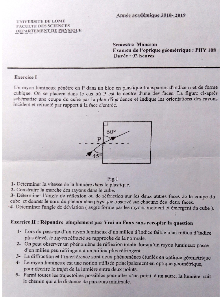 Phy108 Et CHM 103 | PDF
