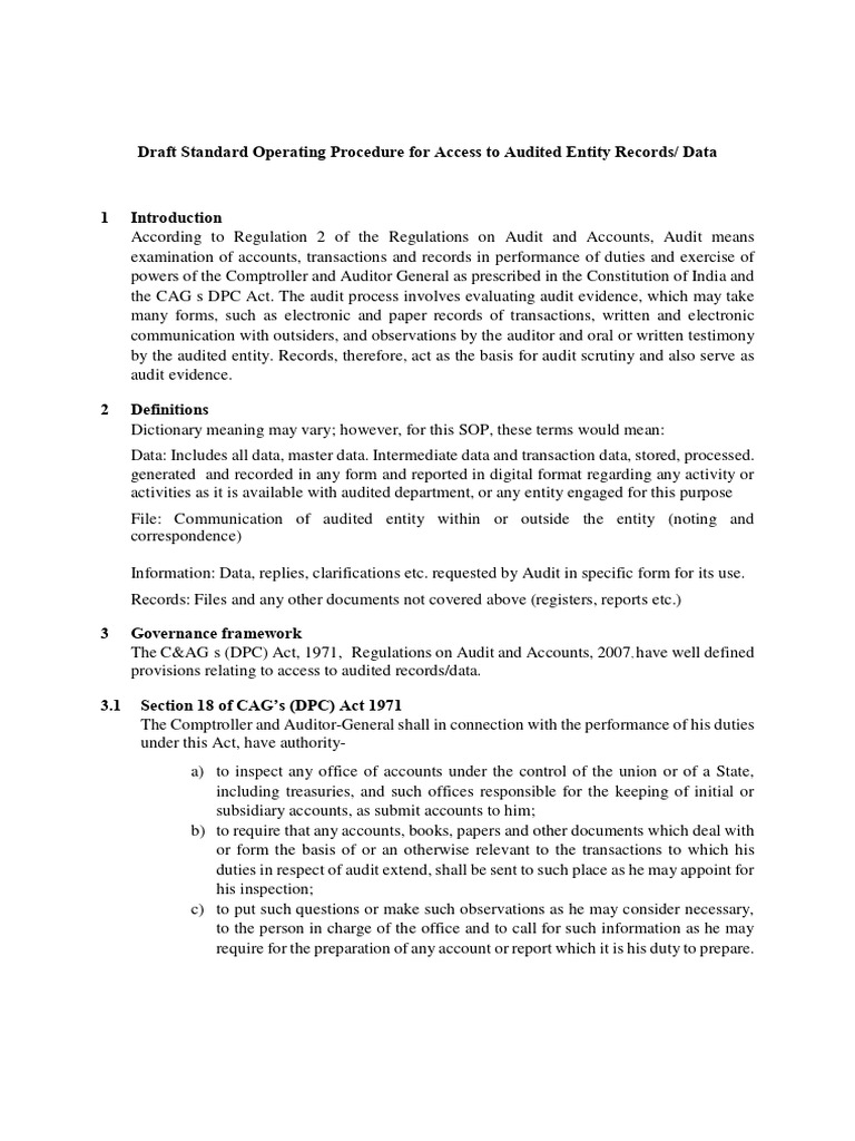 SOP for Accessing Audited Records | PDF | Audit | Auditor's Report