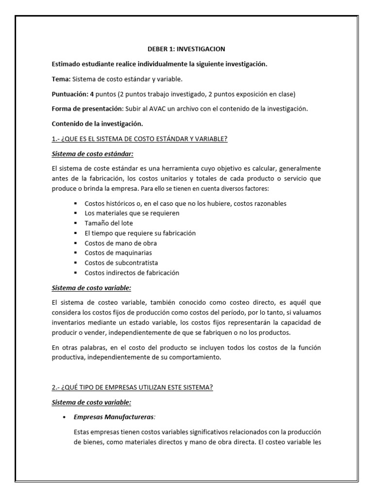 Deber 1 | PDF | Business | Presupuesto