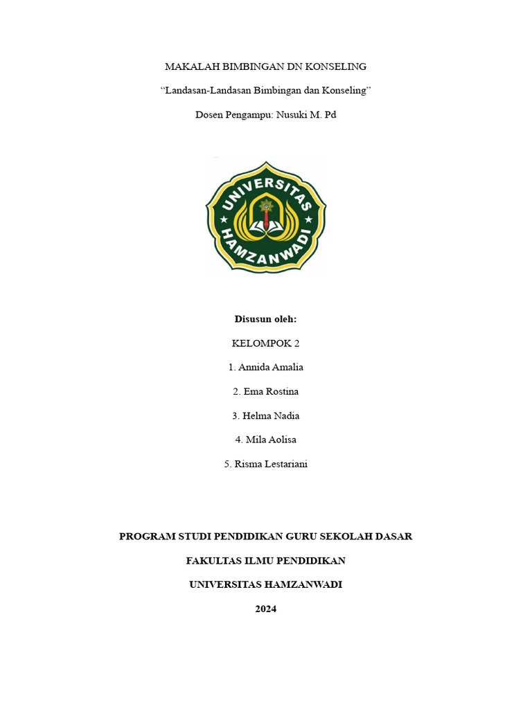 Makalah Bimbingan Dan Konseling | PDF | Pengembangan Diri | Sains ...