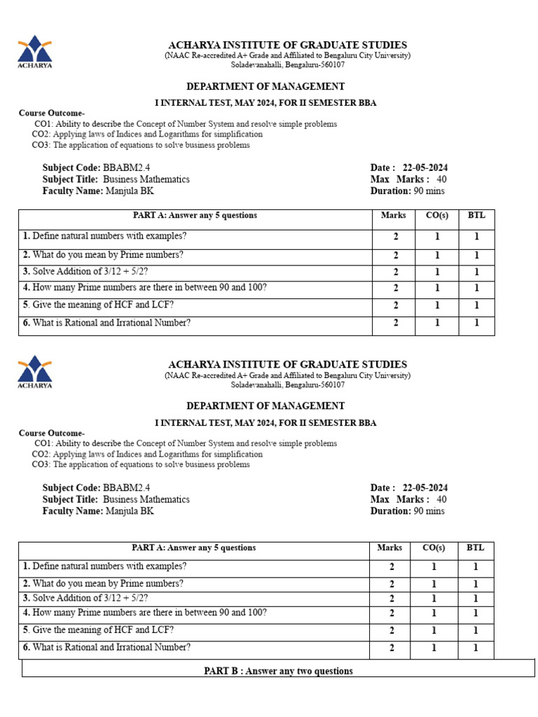 Format 3a-Question Paper Print Format-Co & Po | Download Free PDF ...