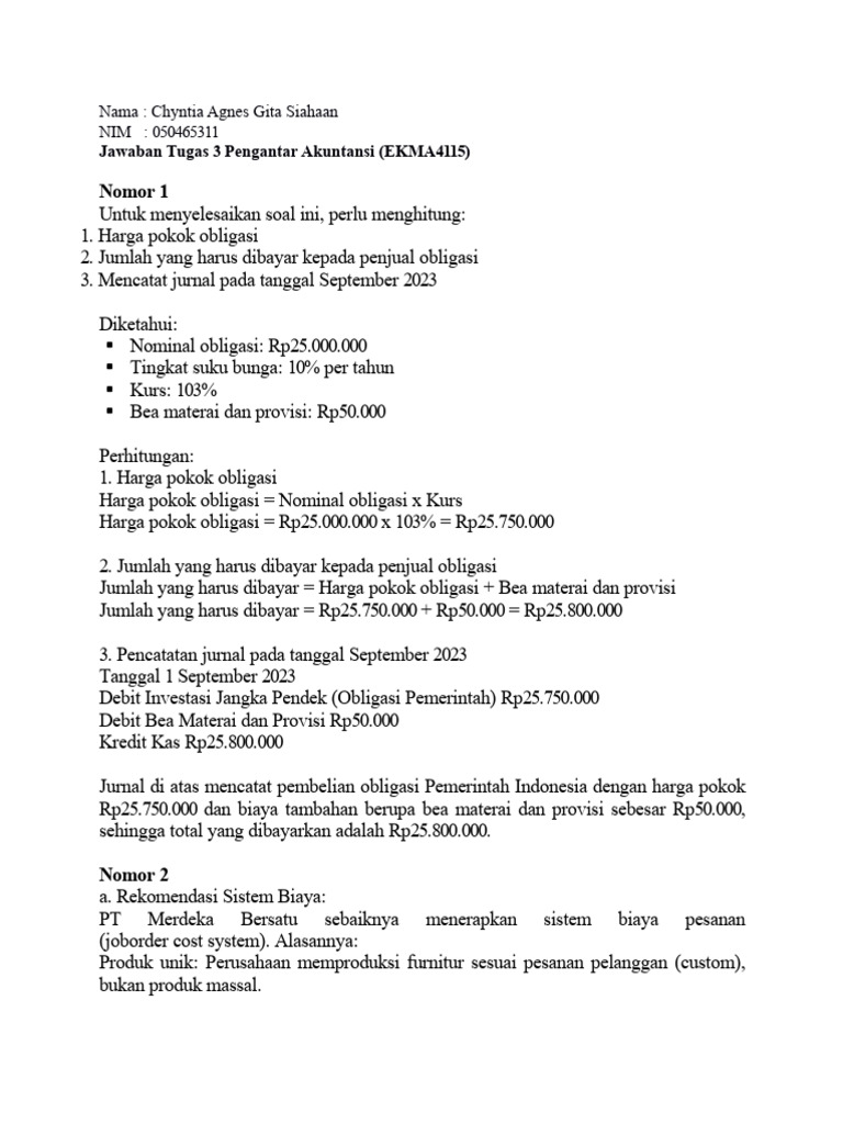 Tugas 3 Pengantar Akuntansi | PDF