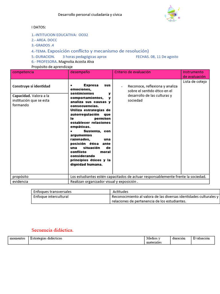 Sesiones DPCC 2,3,4 | PDF | Maestros | Aprendizaje