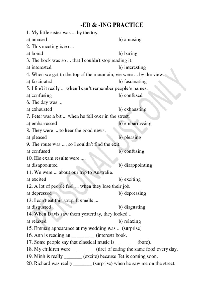 ED - ING PRACTICE | PDF