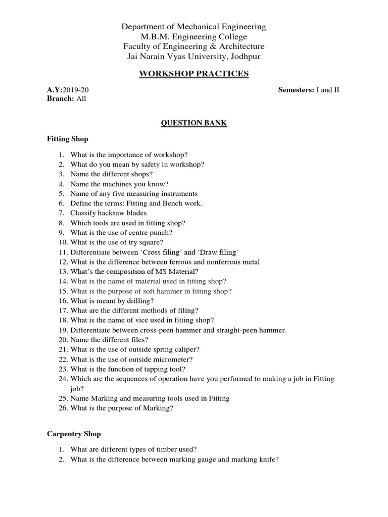 Workshop Viva Questions | Download Free PDF | Welding | Construction