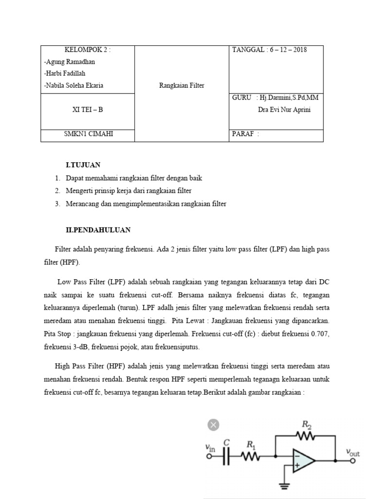 Rangkaian Filter: LPF dan HPF | PDF