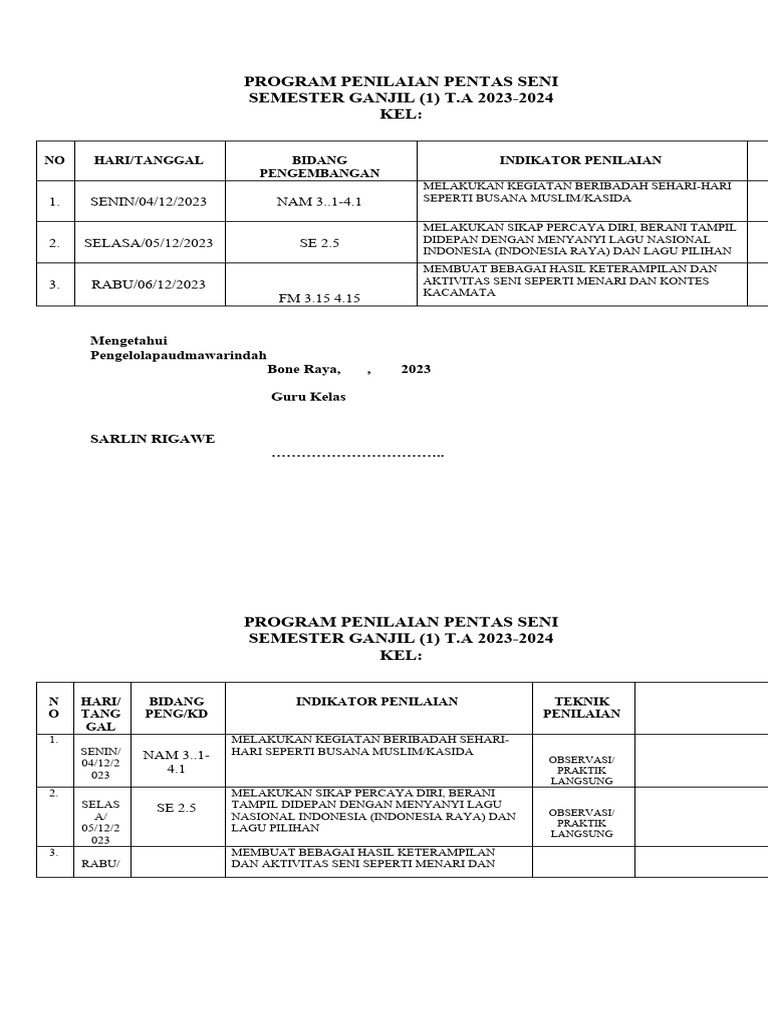 Program Penilaian Pentas Seni | PDF