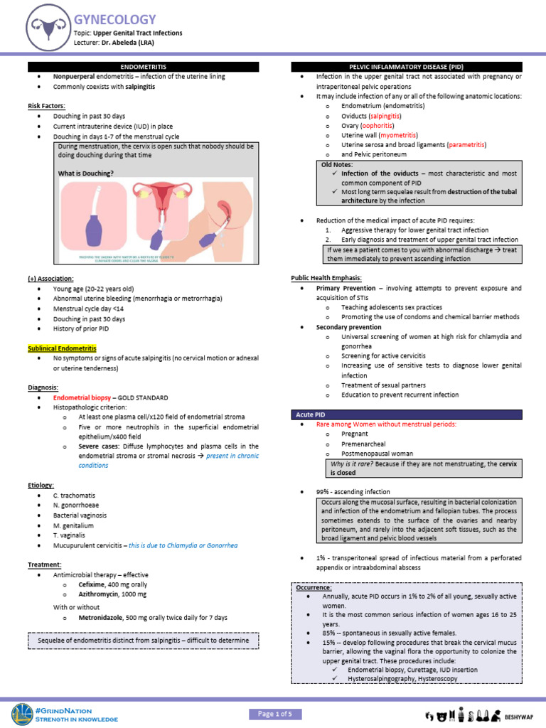 GYNE - Upper Genital Tract Infections (LRA) | PDF | Tuberculosis | Human Reproduction
