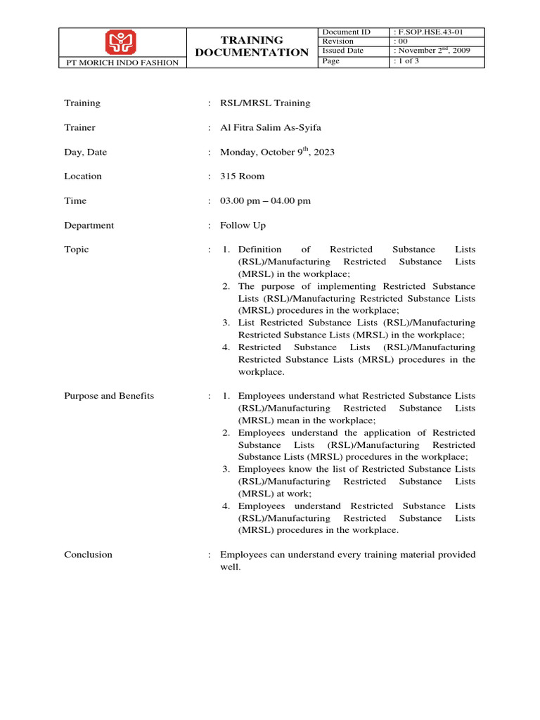 MRSL RSL Training and Evaluation | PDF | Knowledge | Cognition