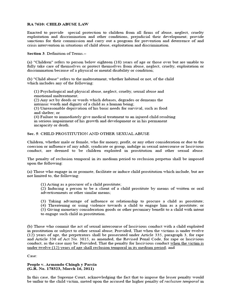 Notes On Gender Laws Pdf Child Abuse Restraining Order