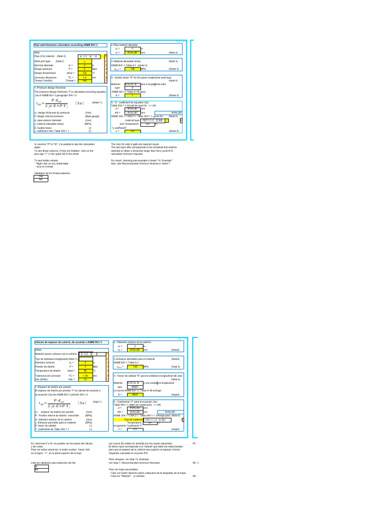 ASME B31.3 Pipe Thickness Calculation | PDF | Pipe (Fluid Conveyance ...