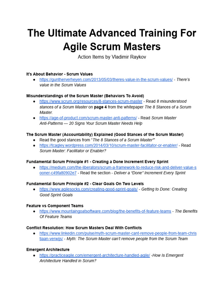 Advanced Agile Scrum Master - Action Items | PDF | Scrum (Software Development) | Technology ...