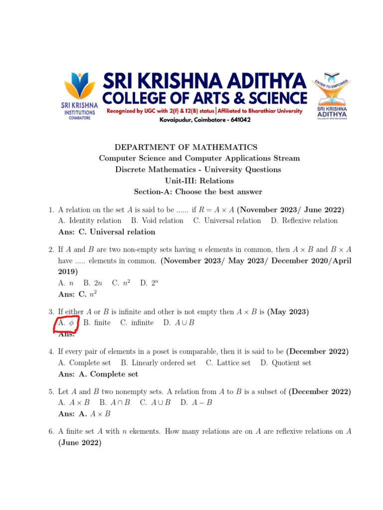 Discrete UQ (Unit-3) | PDF | Mathematical Objects | Mathematical Relations