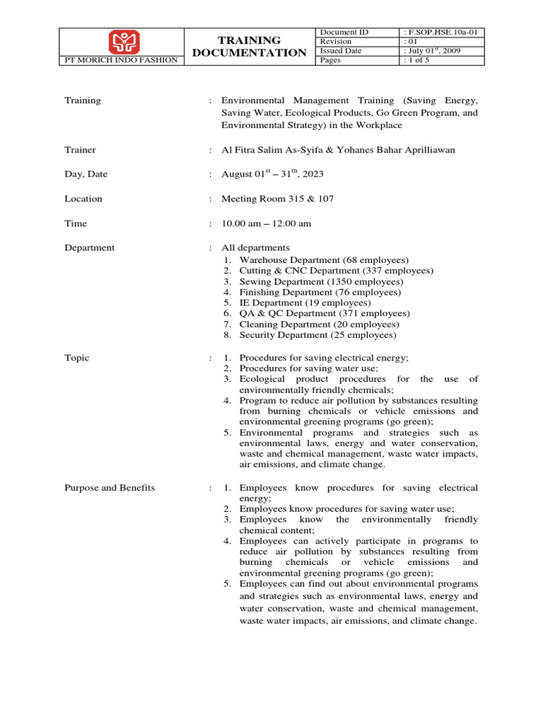 Environmental Management Training | PDF | Sanitation | Nature