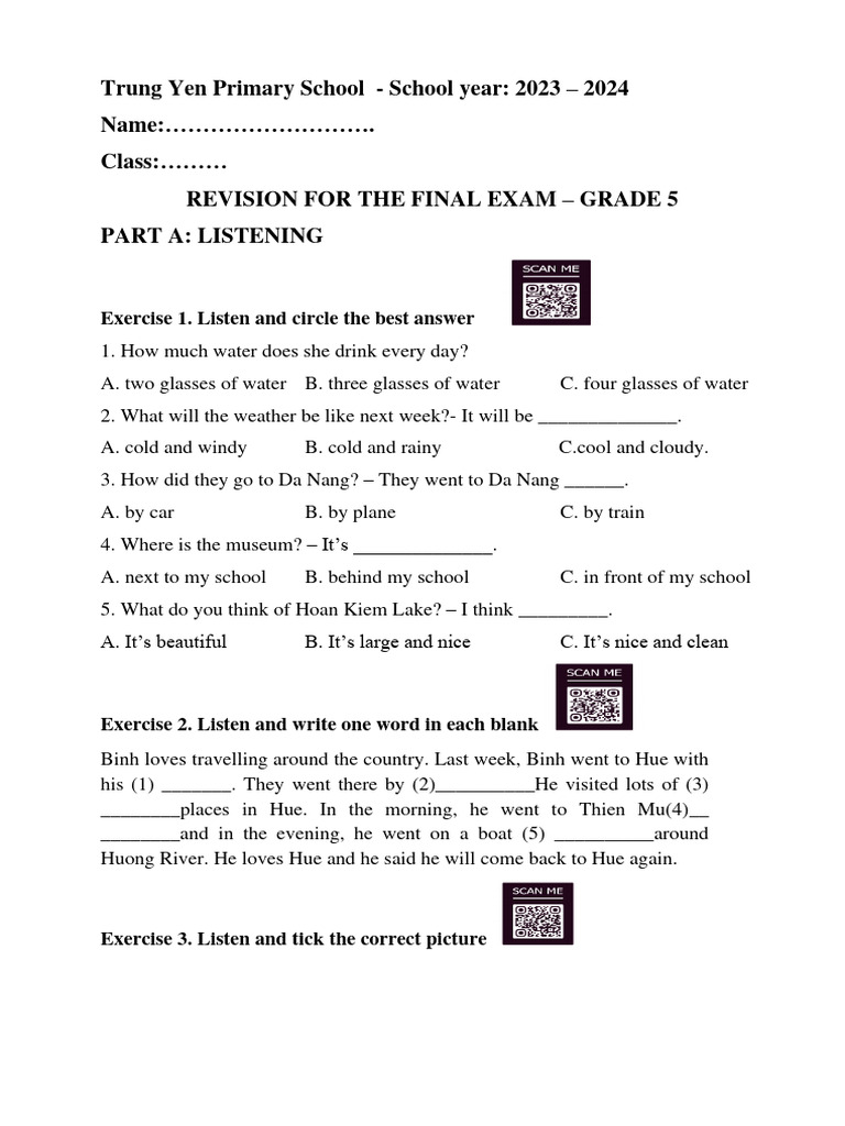 Grade 5 Final Exam Revision Guide | PDF | Hue