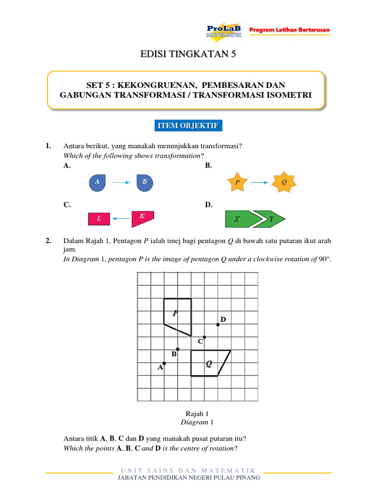 Set 5 Tingkatan 5 SPM Math | PDF