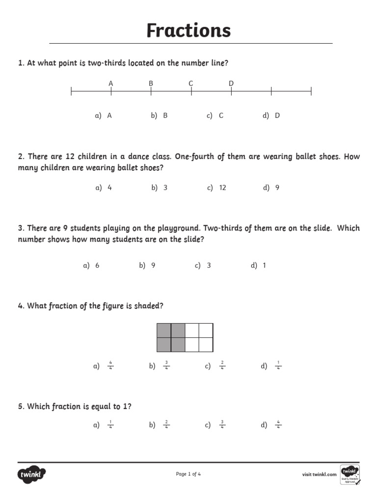 Third Grade Fractions Practice Quiz | PDF