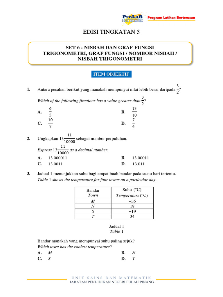 Set 6 Tingkatan 5 SPM Math | PDF