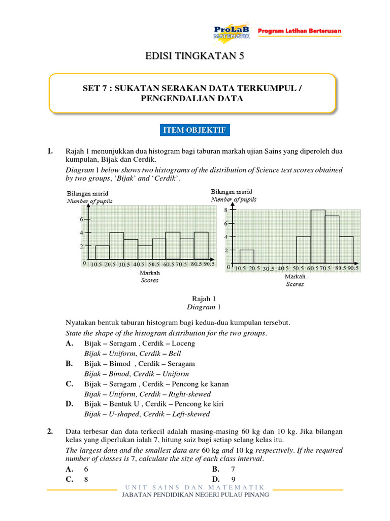 Set 7 Tingkatan 5 SPM Math | PDF