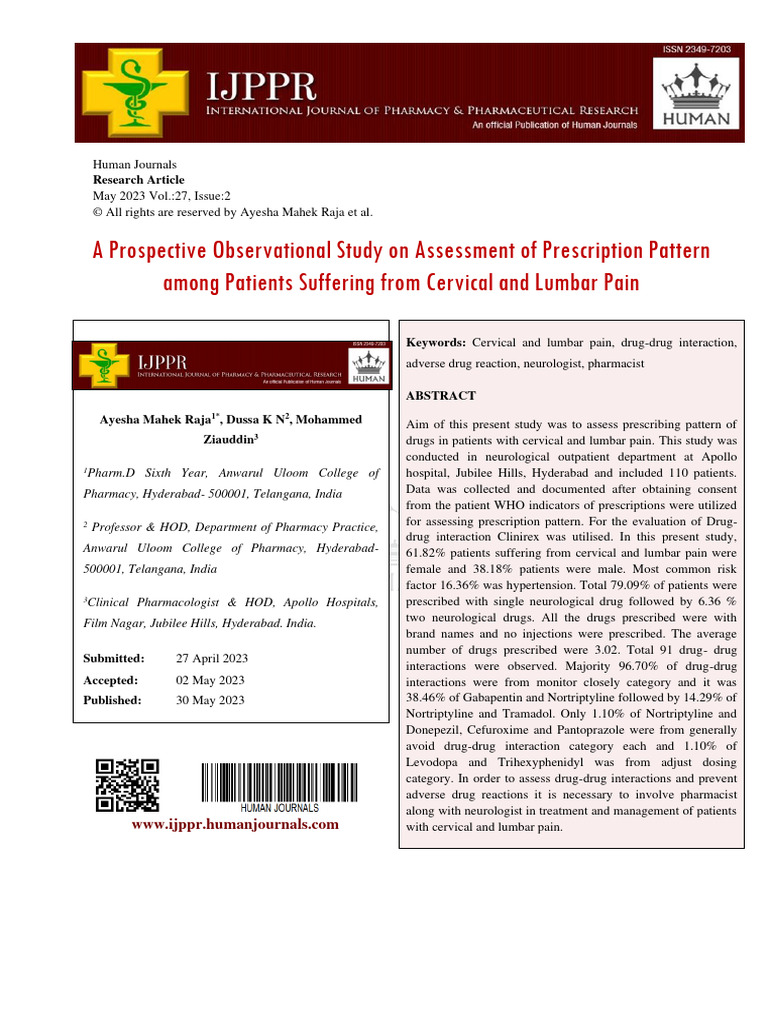A Prospective Observational Study On Assessment of Prescription Pattern ...
