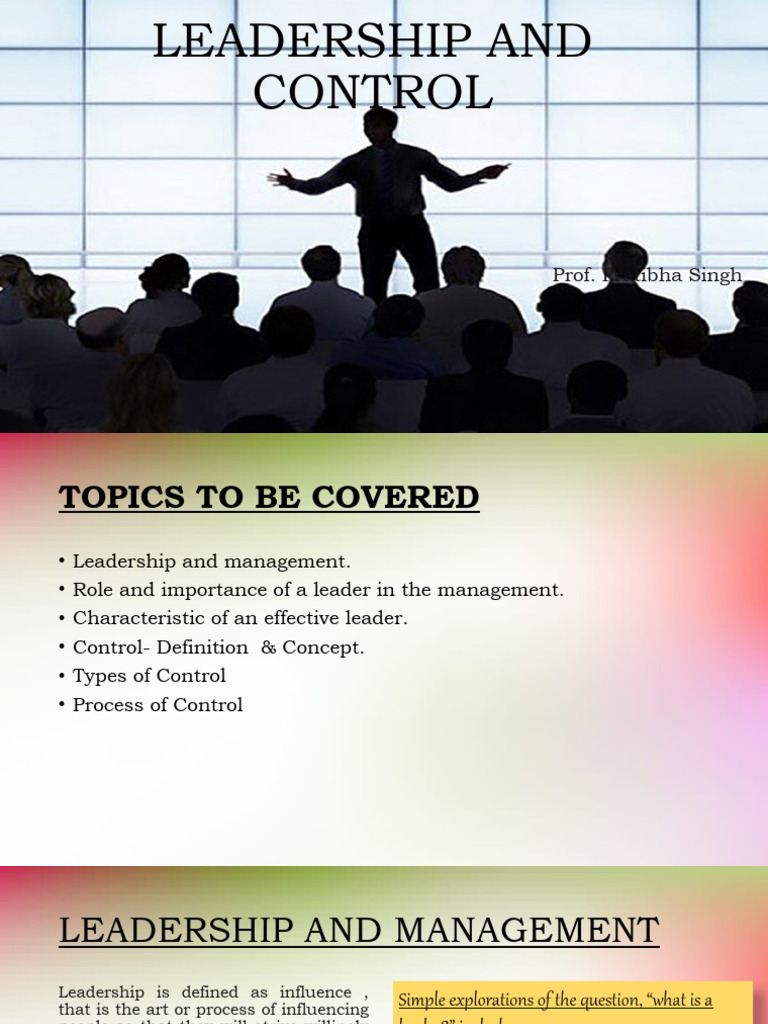 Leadership & Control - Unit 4 | PDF | Leadership | Goal