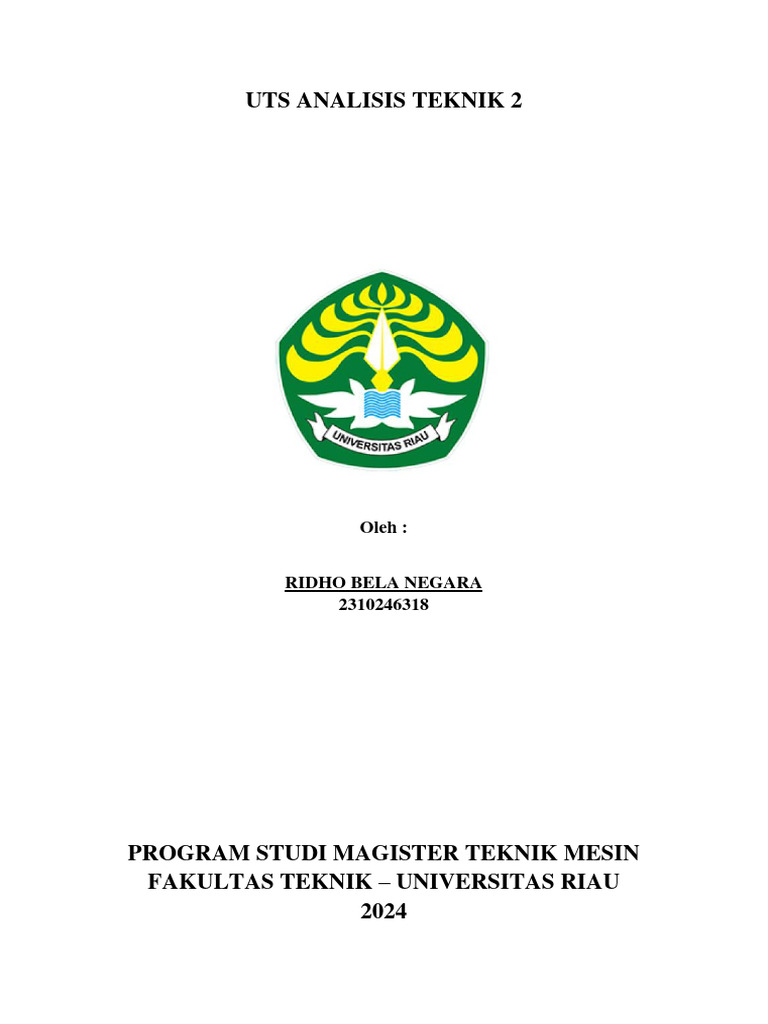 UTS ANALISIS TEKNIK 2 Ridho Bela Negara2310246318 | PDF