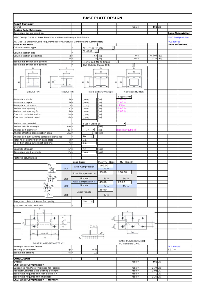 BASE PLATE DESIGN AS PER AISC | Download Free PDF | Building Materials ...