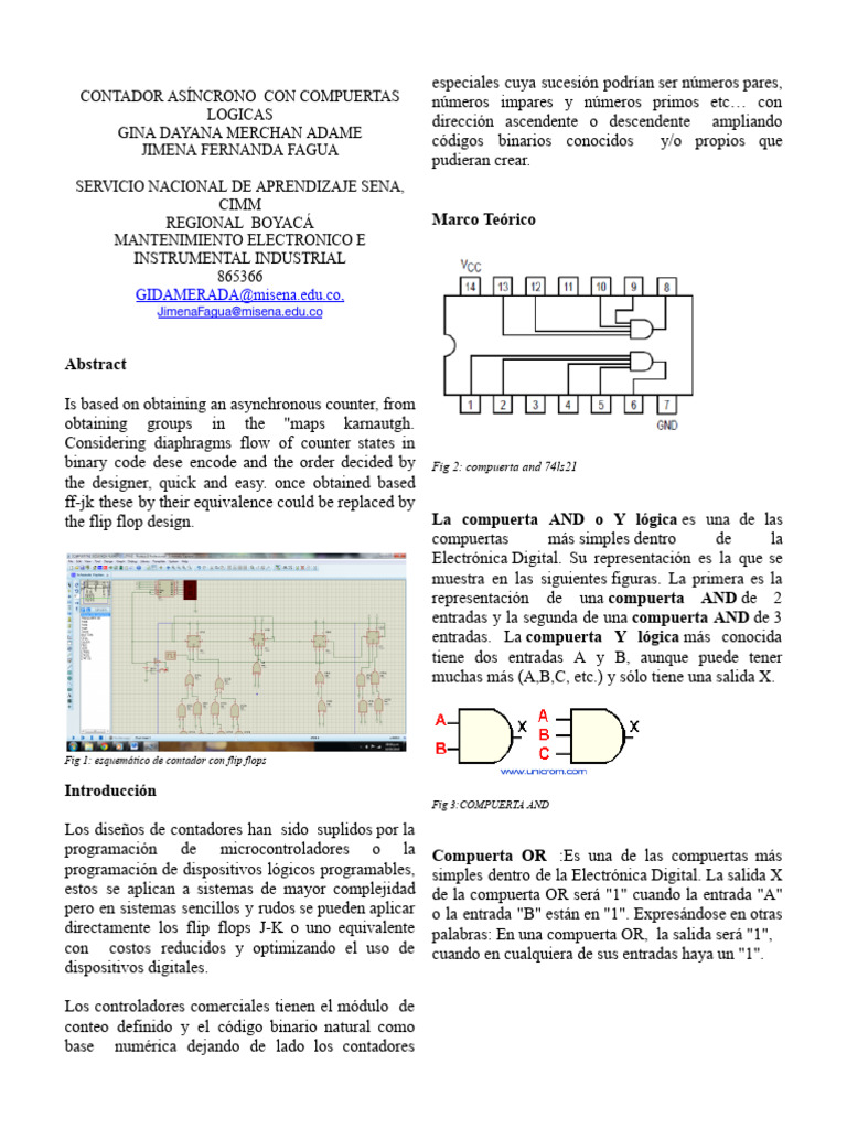 Contador Asíncrono Con Compuertas Logicas | PDF | Puerta lógica ...