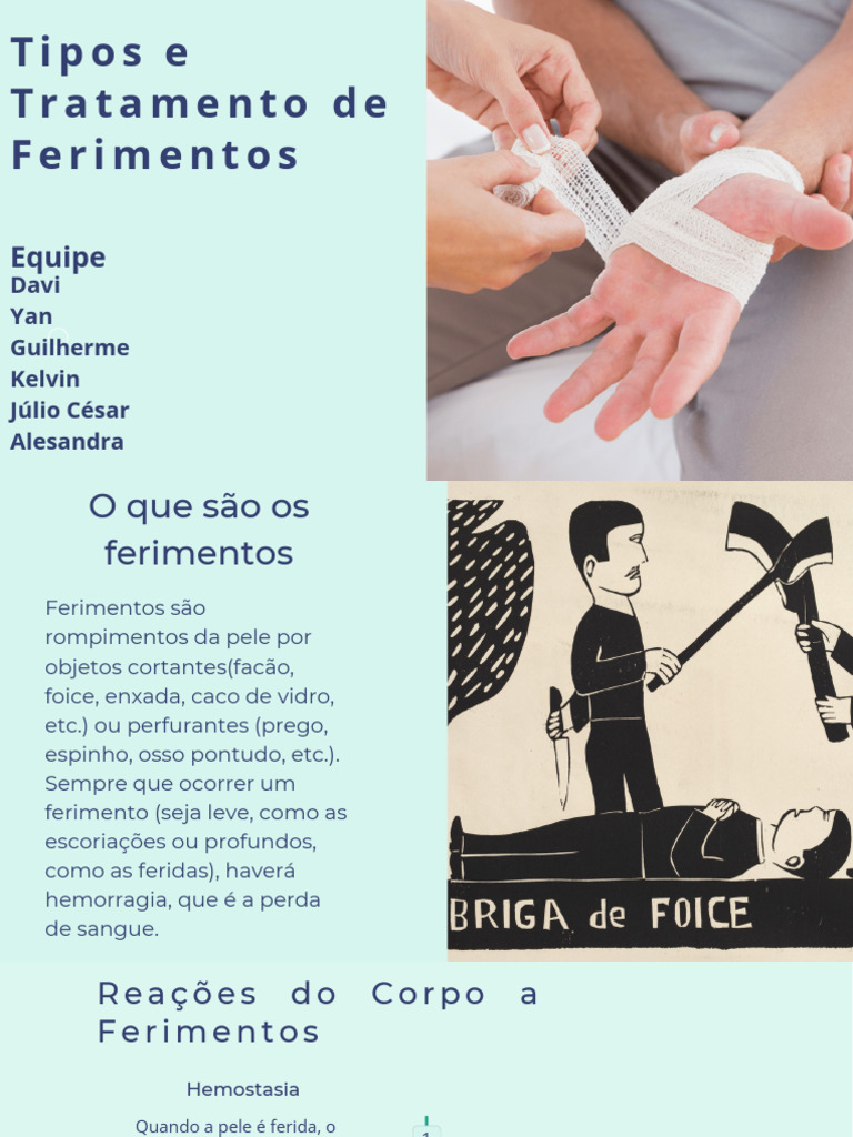 Tipos e Tratamento de Ferimentos | PDF | Infecção | Sangramento
