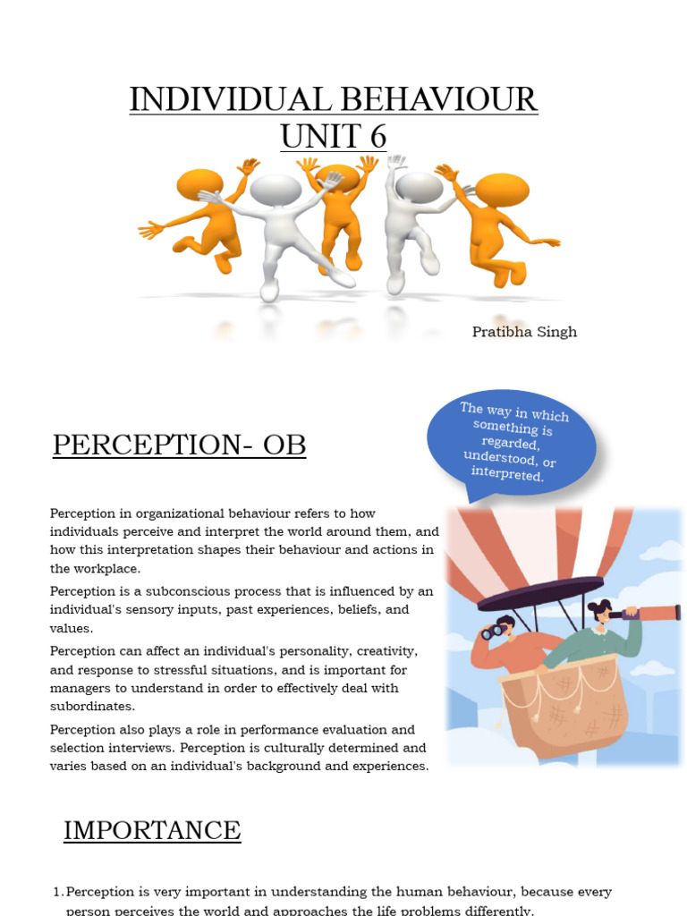 Individual Behavior - Unit 6 | PDF | Classical Conditioning | Perception