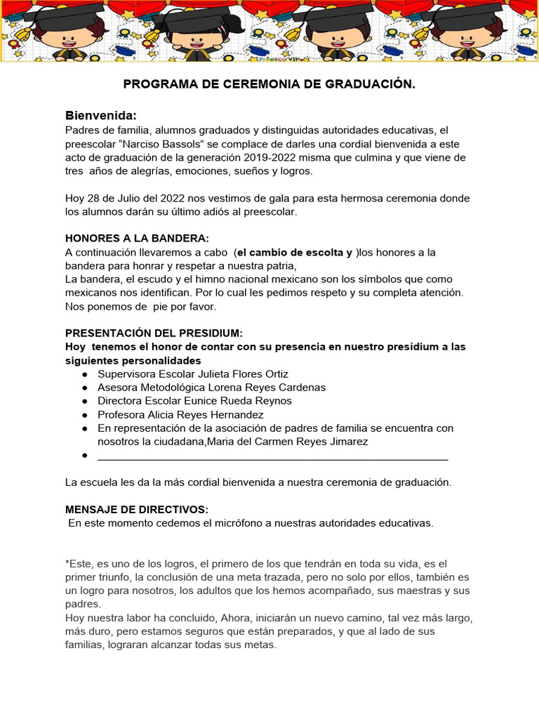 Programa de Graduación | PDF