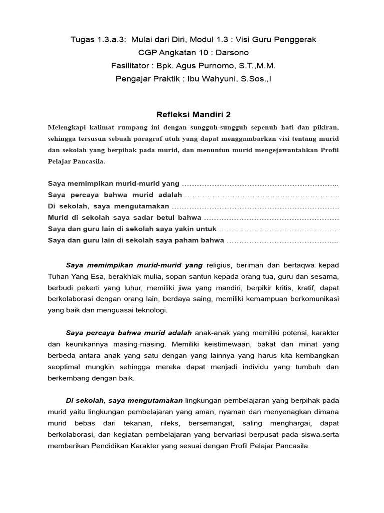 Refleksi 2 "Lengkapi Kalimat Rumpang" | PDF | Kesehatan Holistik ...