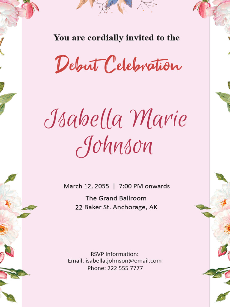 Debut Invitation Template | PDF