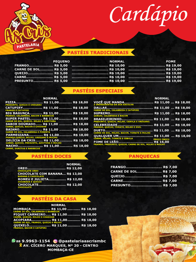 Cardápio Pastelaria As Cris | PDF