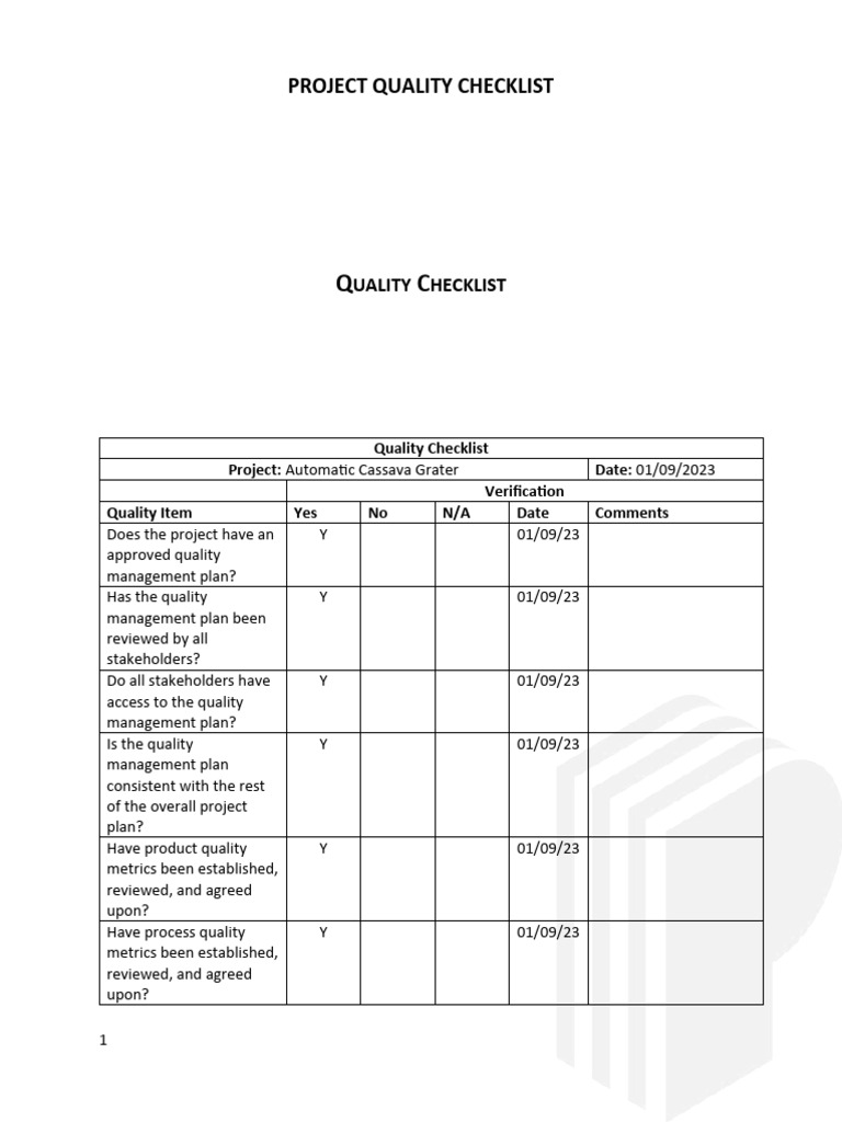 TUTORIAL 5.1 Quality-Checklist | PDF | Business