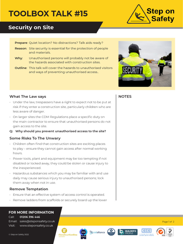15 Security On Site | PDF | Occupational Safety And Health | Safety