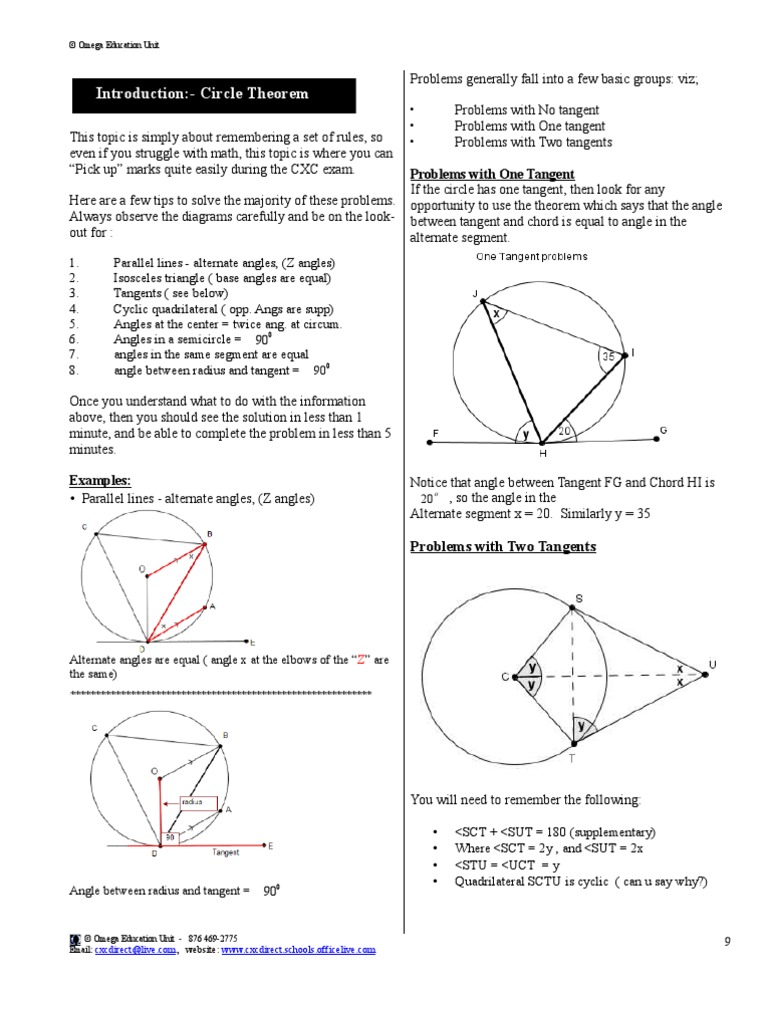 Circle Theorem Tips | PDF | Euclidean Geometry | Teaching Mathematics