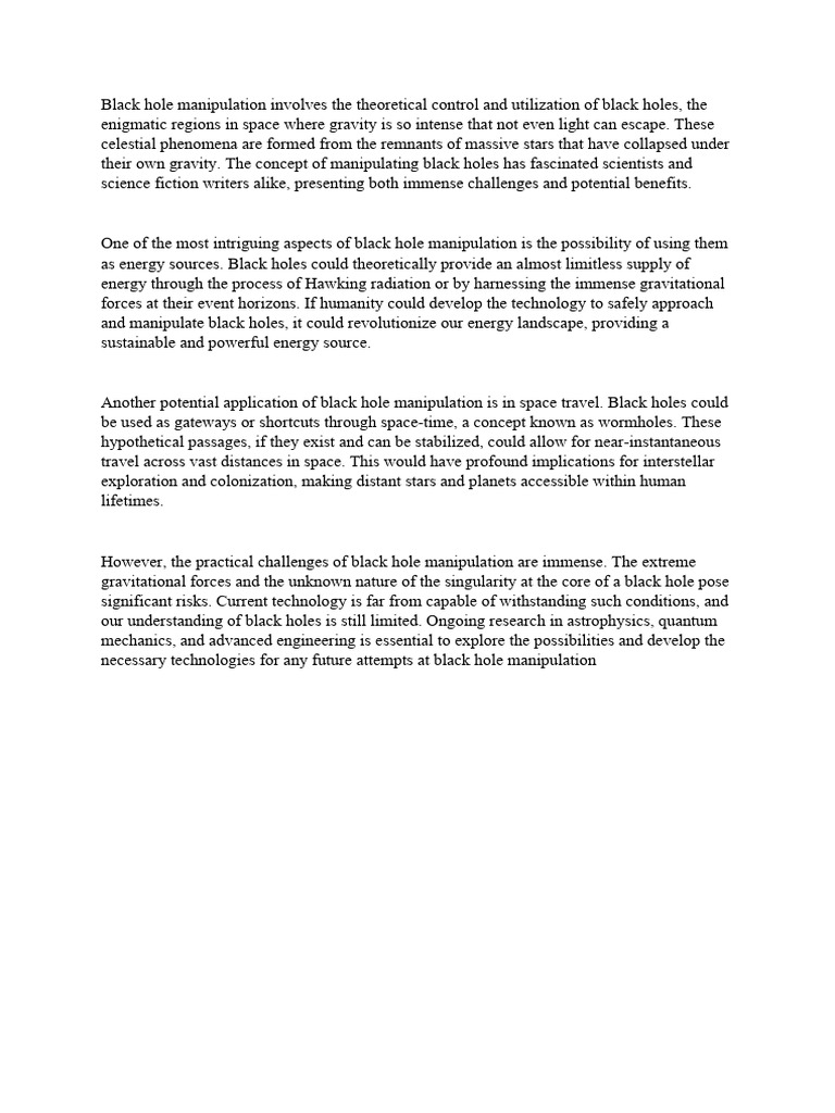 Black Hole Manipulation | PDF