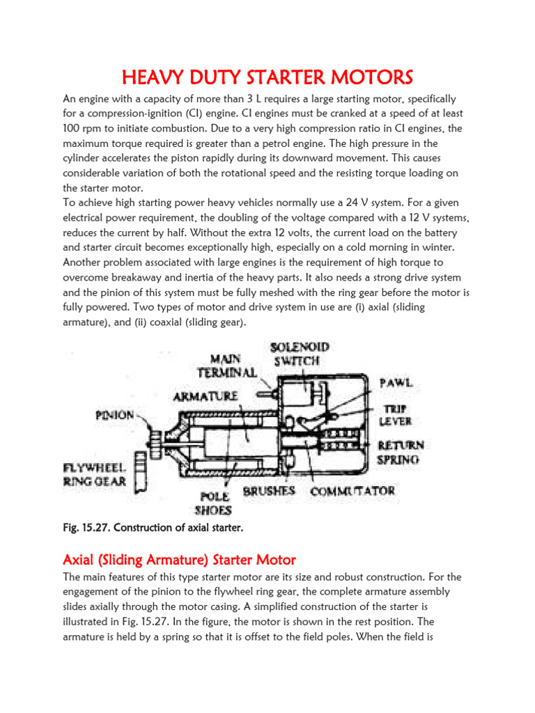Heavy Duty Starter Motor | PDF | Electric Motor | Gear