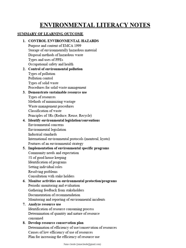Environmental Literacy Overview and Guidelines | PDF | Waste | Waste ...